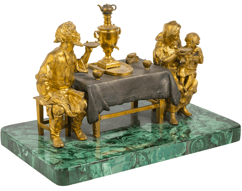 Russian Gilded Bronze Model of Peasants | Ruzhnikov Art