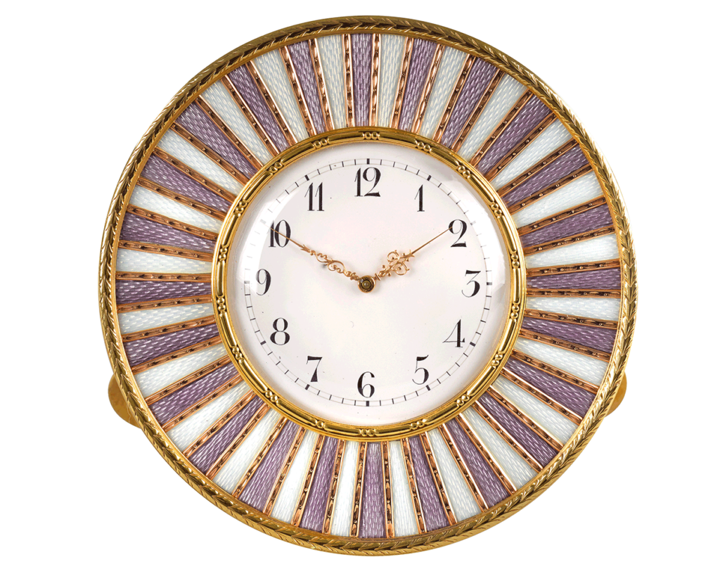 Fabergé Silver-Gilt and Enamel Desk Clock - Ruzhnikov
