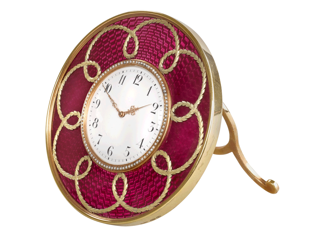 Fabergé Silver-Gilt and Enamel Desk Clock - Ruzhnikov