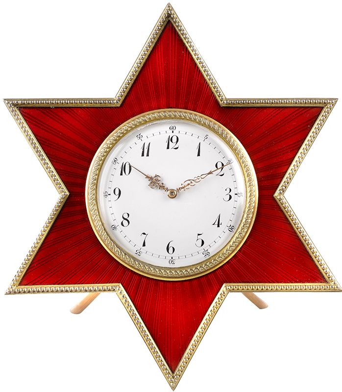 Fabergé Silver-Gilt and Enamel Star-Shaped Desk Clock - Ruzhnikov